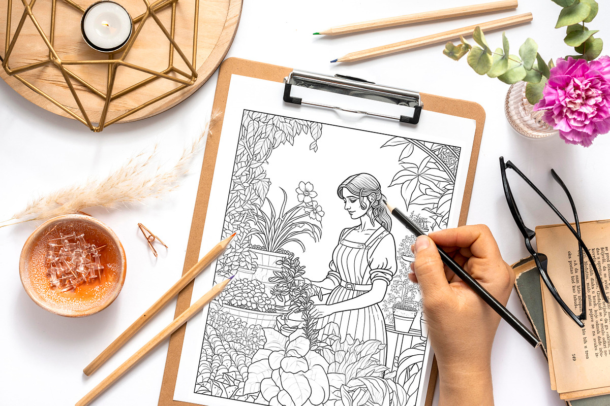 Portraits Coloring Pages For Adults, a Person Illustration by AlineArtStore
