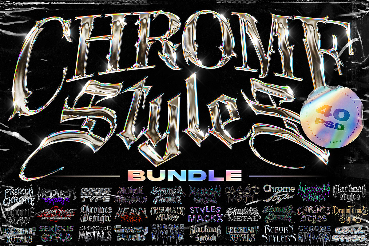 Chrome Text Styles Bundle - 50% OFF, a Layer Style Add-On by Hyperpix ...