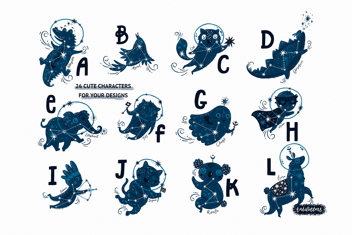 Space World / Animal Alphabet, an Animal Illustration by tatiletters
