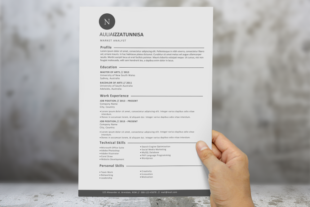 Round initial simple resume template, a Resume Template by Inkpower
