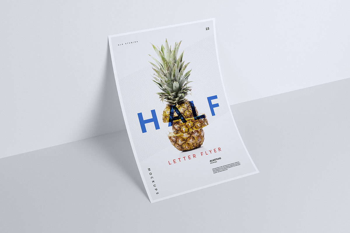Half Letter Flyer Mockup, a Print Template by AlkStudio