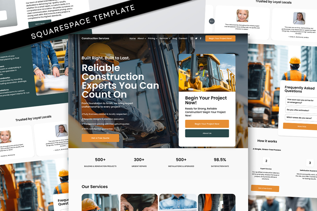 Construction Squarespace Template, a Squarespace Template by Template Twist Shop