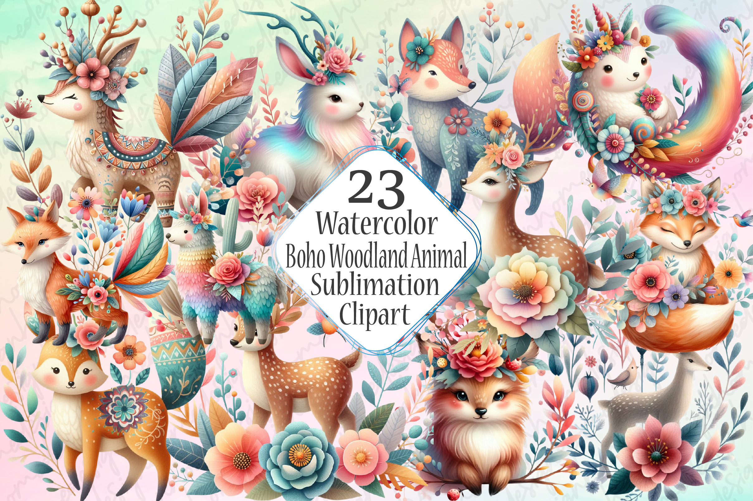 Boho Woodland Animal Clipart Bundle, an Animal Illustration by SinaCreation