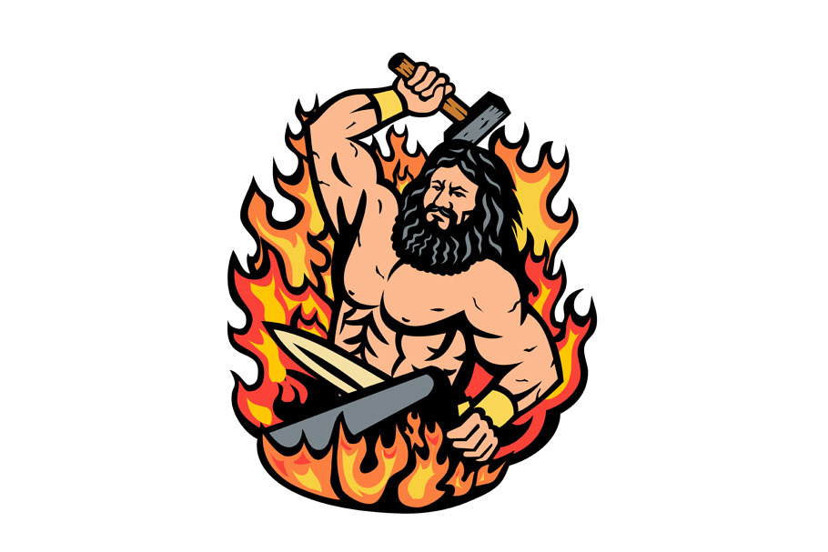 Hephaestus God of Forge Mascot, a Person Illustration by patrimonio ...