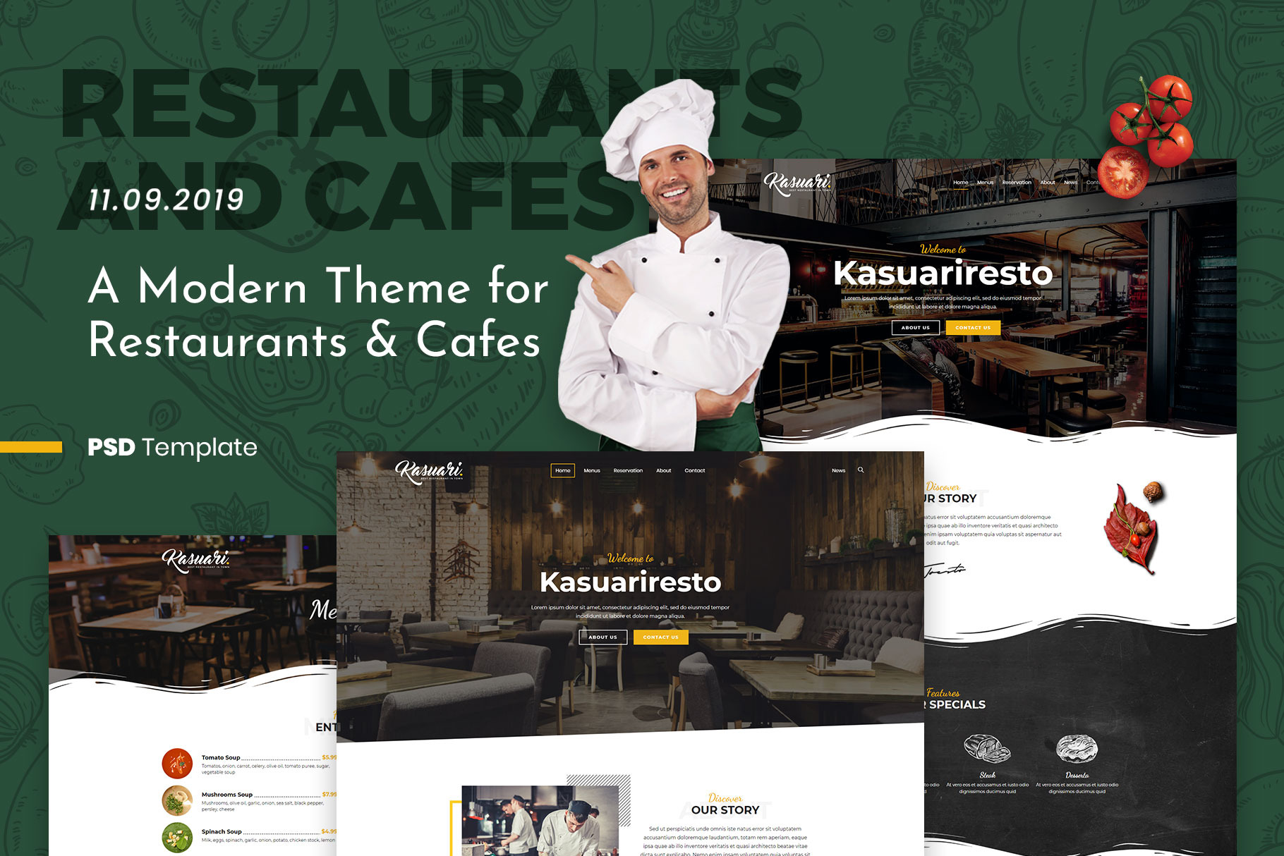 Restaurants PSD Template - Kasuari, a Websites & App Template by Themes ...
