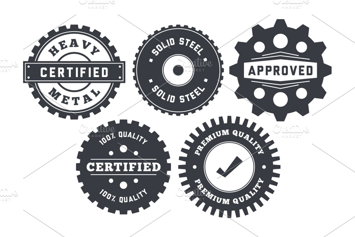 Vintage Gear Badges Vector Pack, a Graphic by Design Panoply