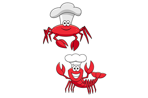 Cartoon funny crustacean chefs, a Background Graphic by Vector Tradition
