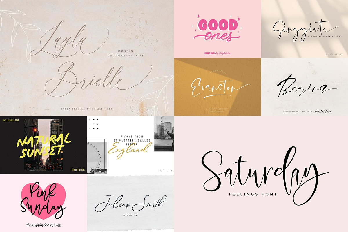 SALE - Font Bundle 50 Fonts, a Script Font by etigletters