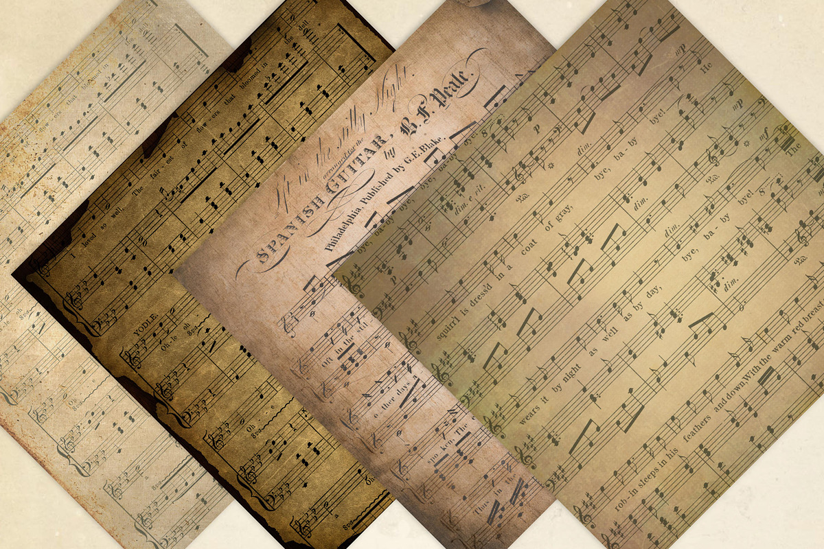 Sheet Music Digital Paper, a Texture Graphic by Leska's Digitals