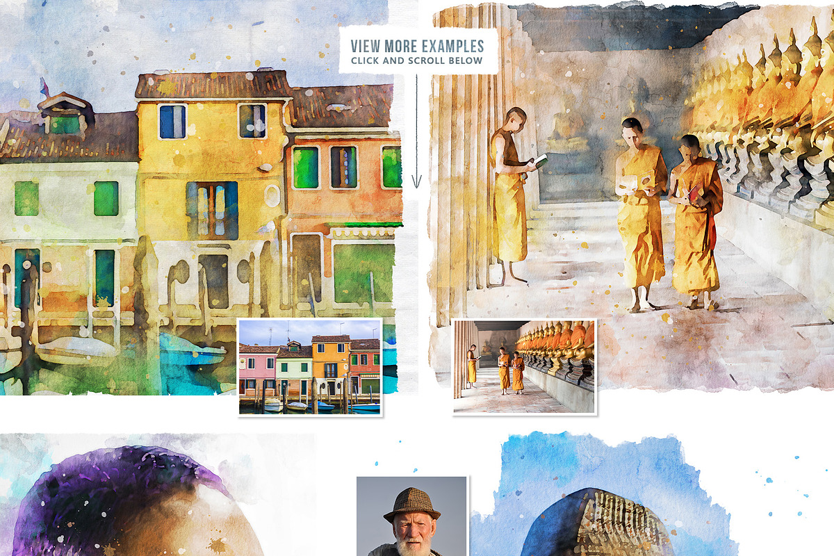 Aquarelle Watercolor Painting PS Action