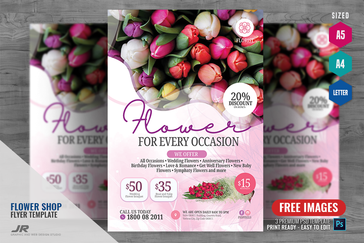 Flower for all Occasion Flyer, a Flyer Template by PSDPixel