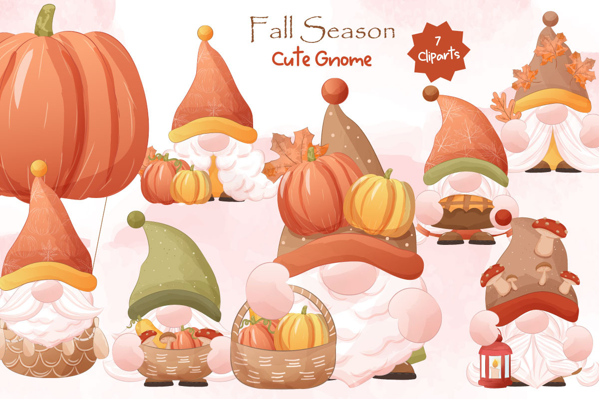 Autumn Series Cute Gnome Clipart