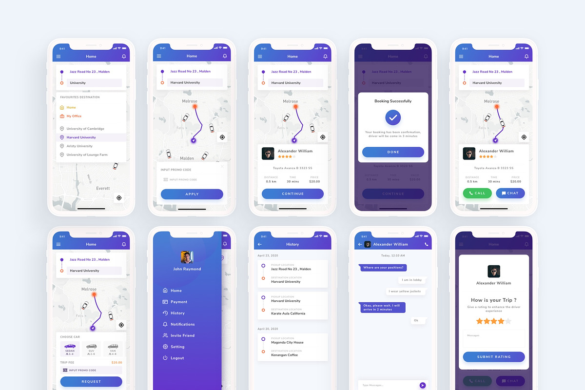 Ovlet - Taxi Mobile App UI Kit, an UI Kit Template by Masdika Studio