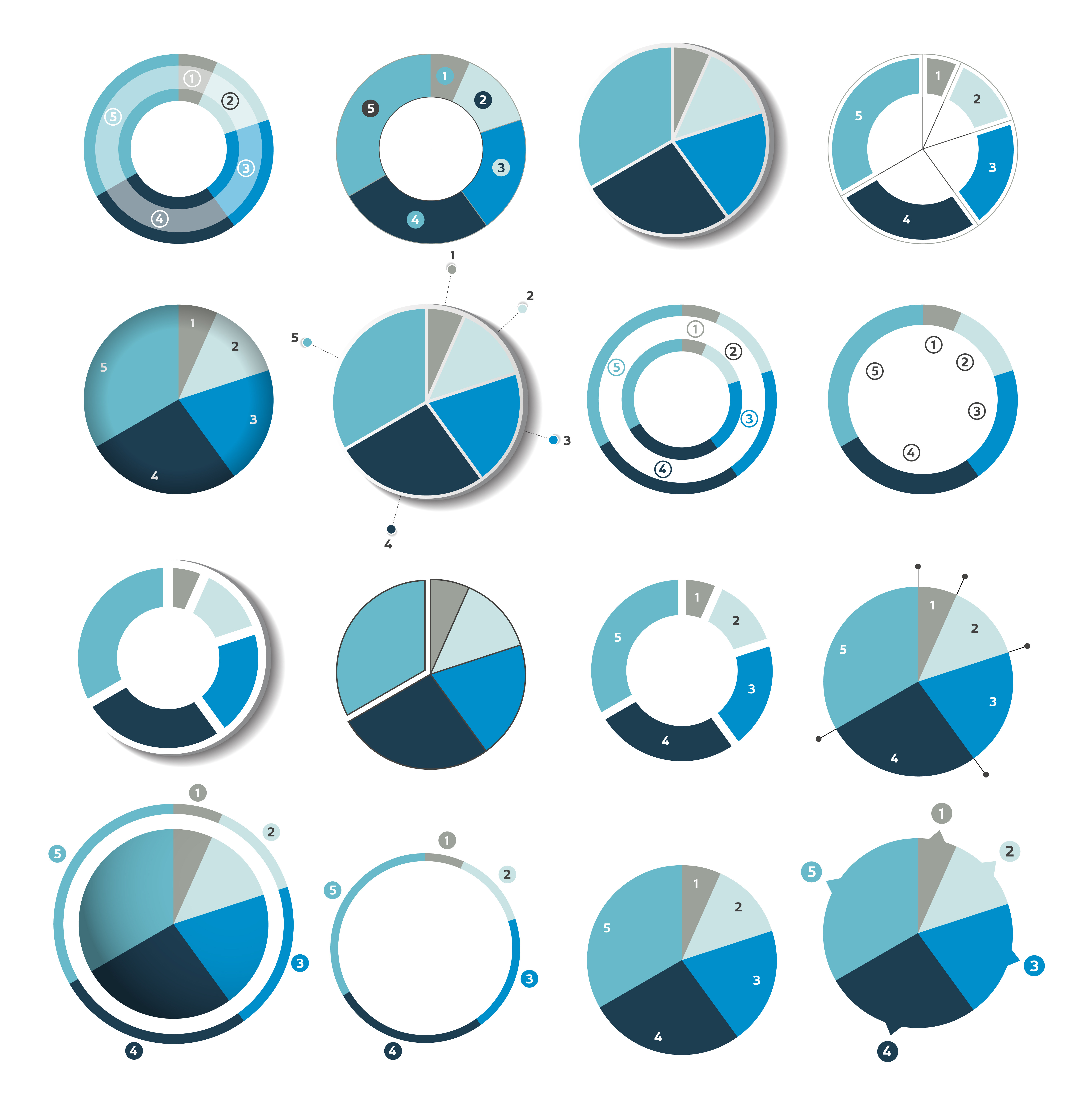 Big set of circle chart, graph | Finance Illustrations ~ Creative Market