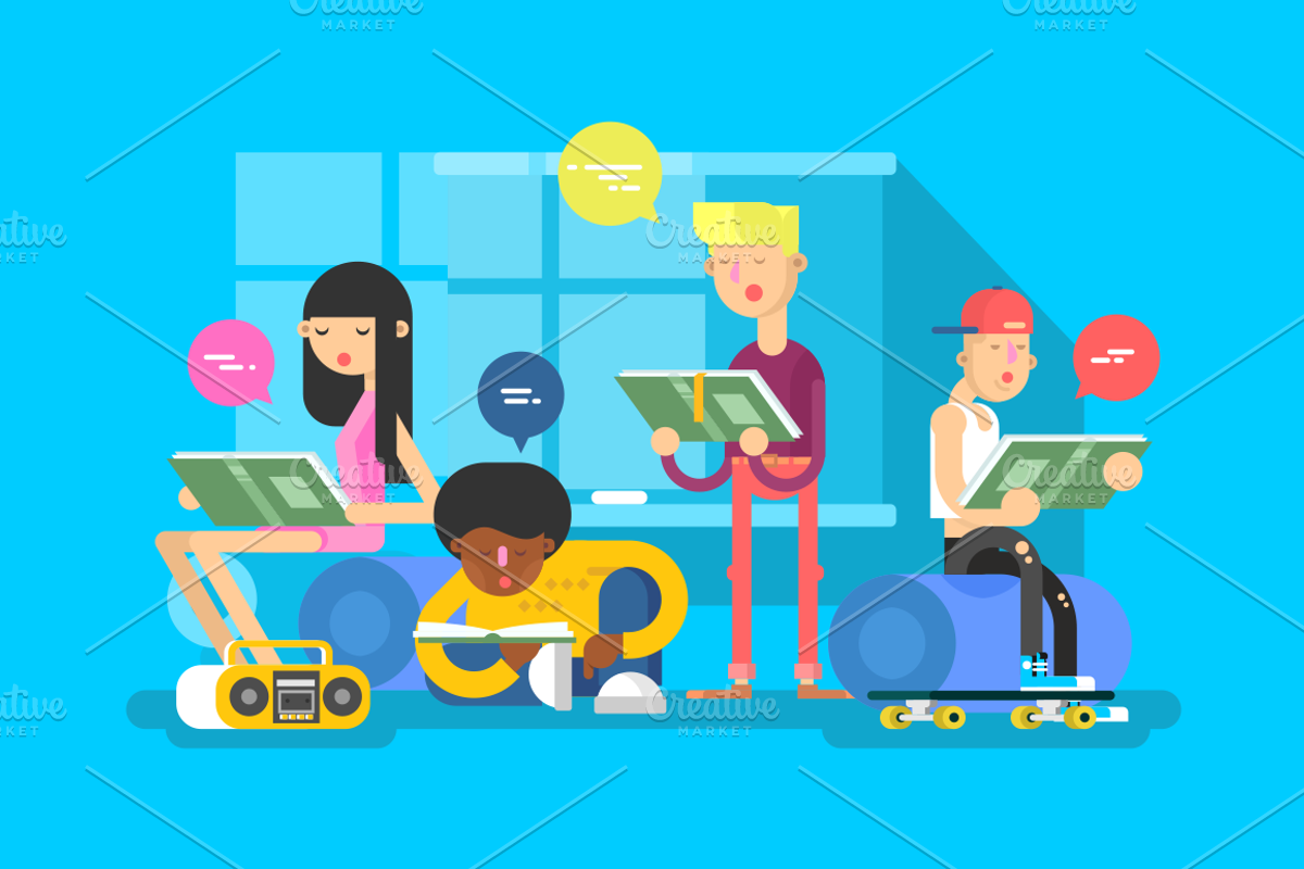 Language school group student, a Background Graphic by Kit8.net