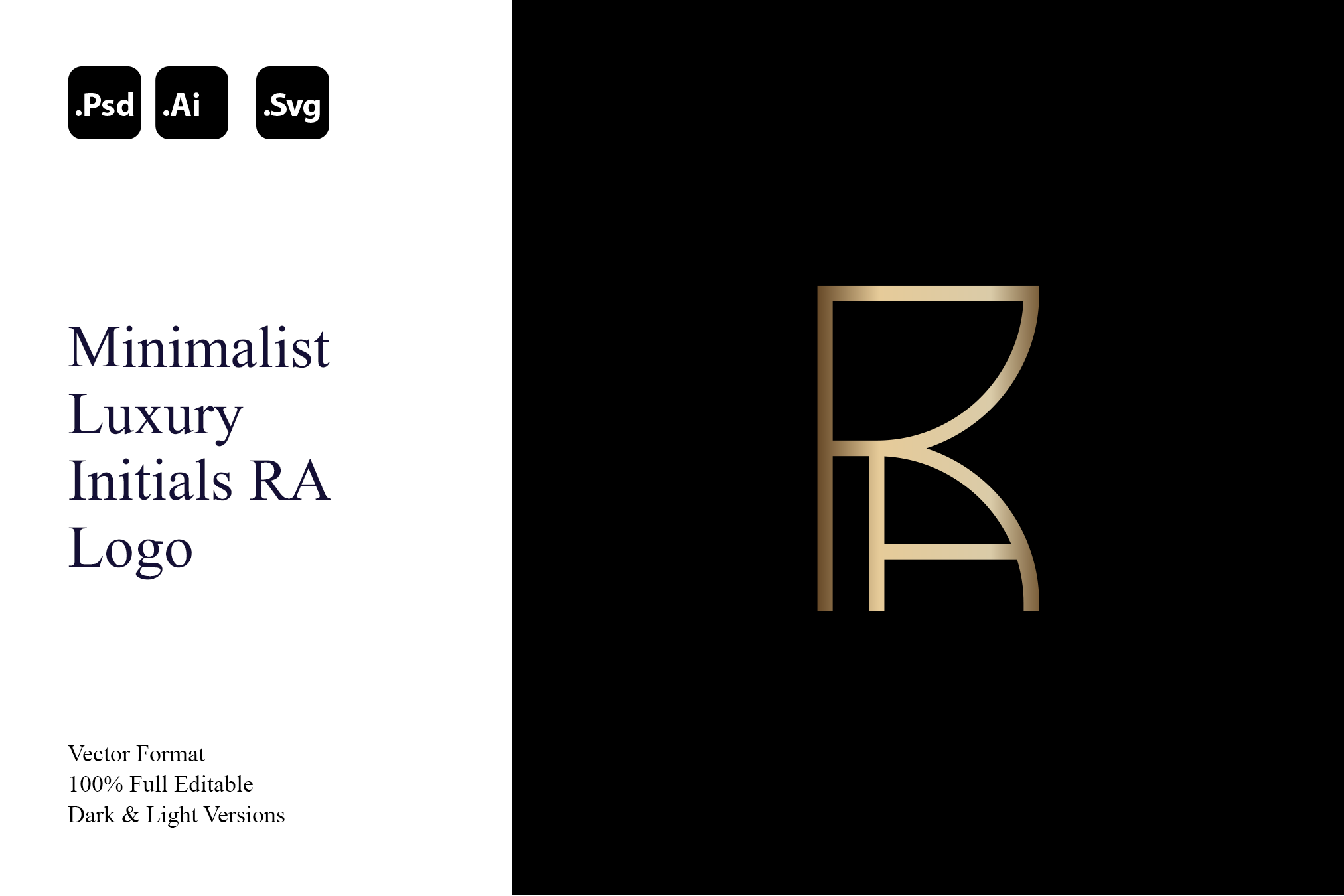 Minimalist Luxury Initials RA Logo | Creative Market