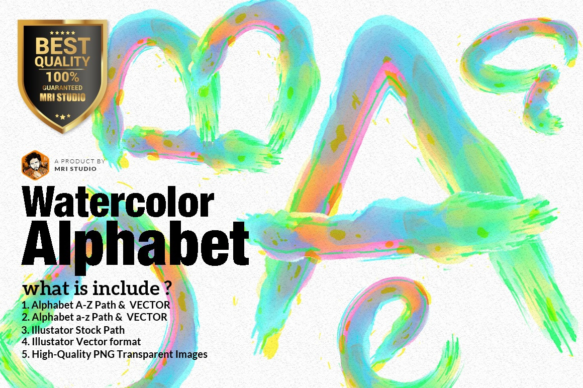 Watercolor Alphabet, a Font by MRI STUDIO | Creative Market