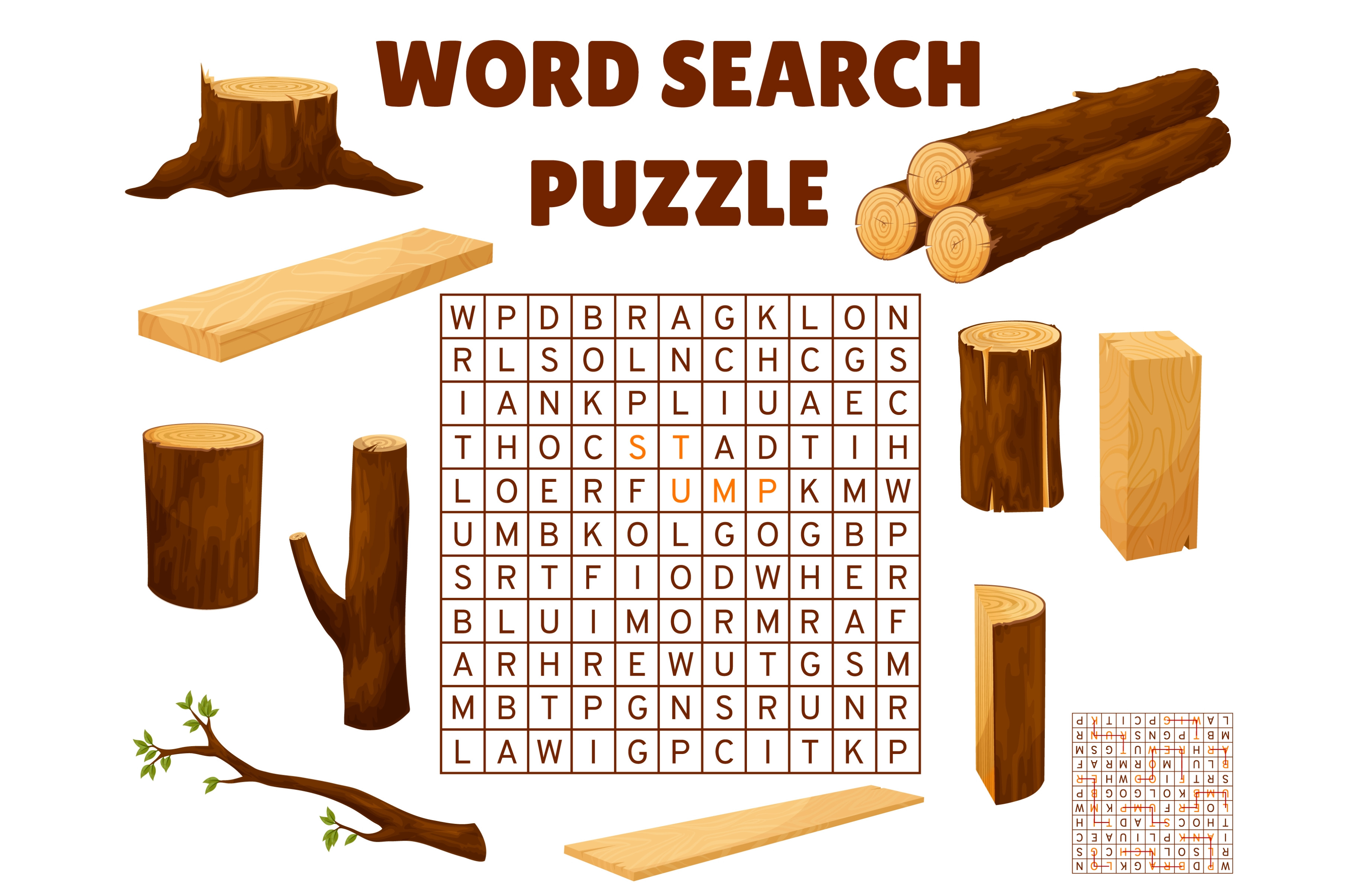 Timber and lumber, word search | Illustrations ~ Creative Market