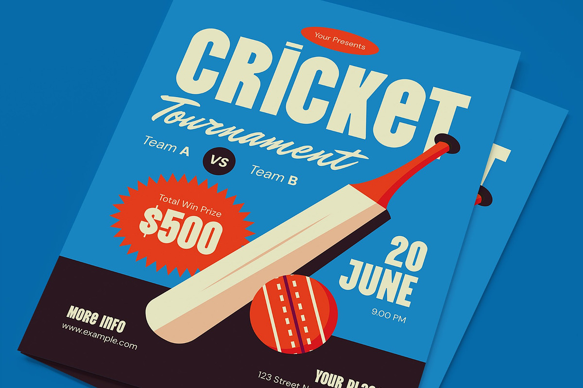 Cricket Tournament Flyer, a Flyer Template by graphicook