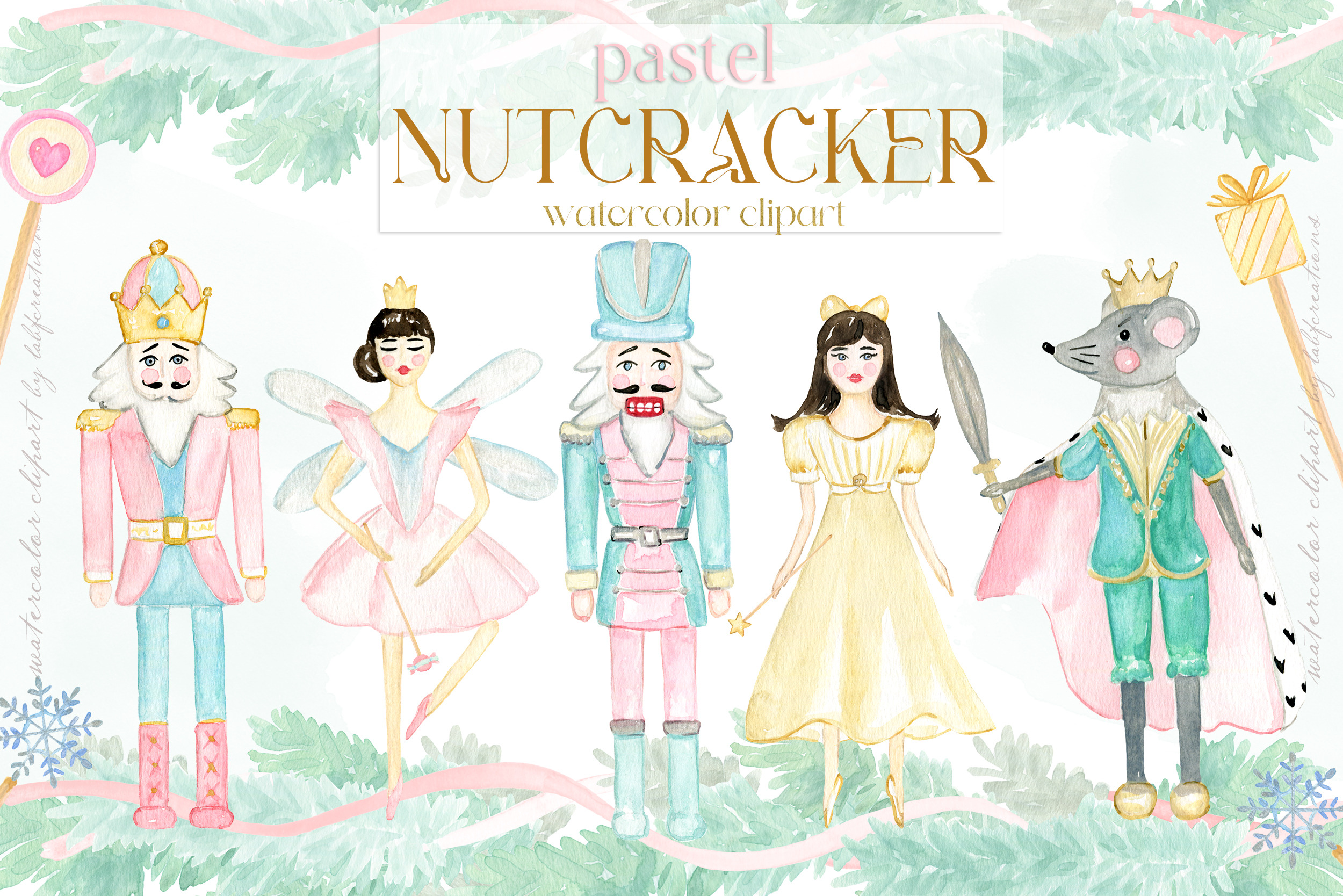 Nutcracker Pastel Christmas, a Decorative Illustration by LABFcreations