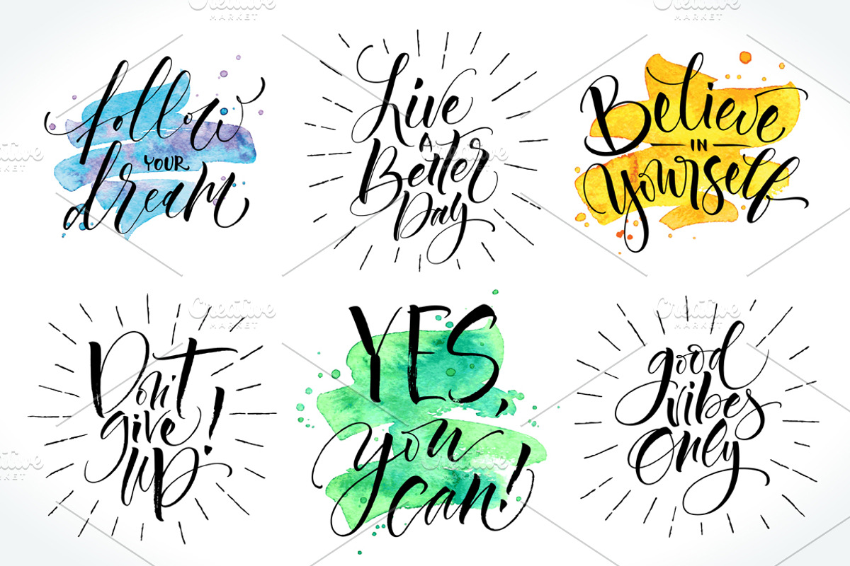 6 Handwritten Lettering Quotes, a Decorative Illustration by TripleHely ...