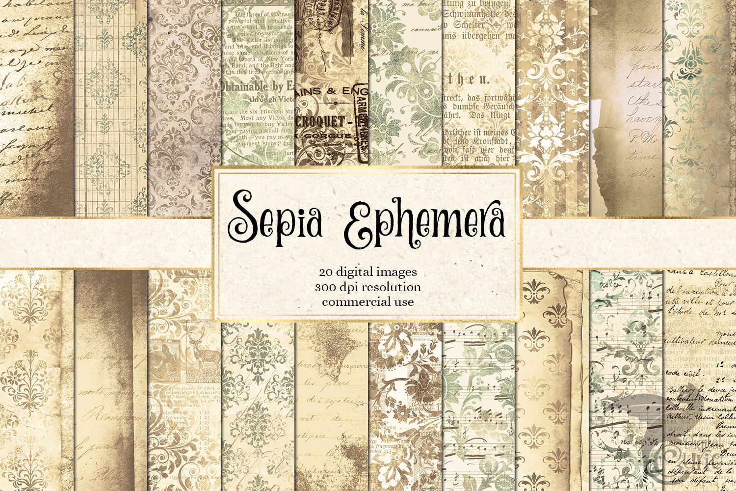 Sepia Ephemera Textures, a Texture Graphic by Digital Curio