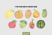 Pastel Fruits Watercolor Clipart, a Food Illustration by creationsbyapuruh
