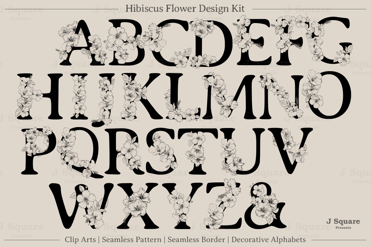 Hibiscus ClipArts & Alphabets, an Object Graphic by JSquarePresents ...
