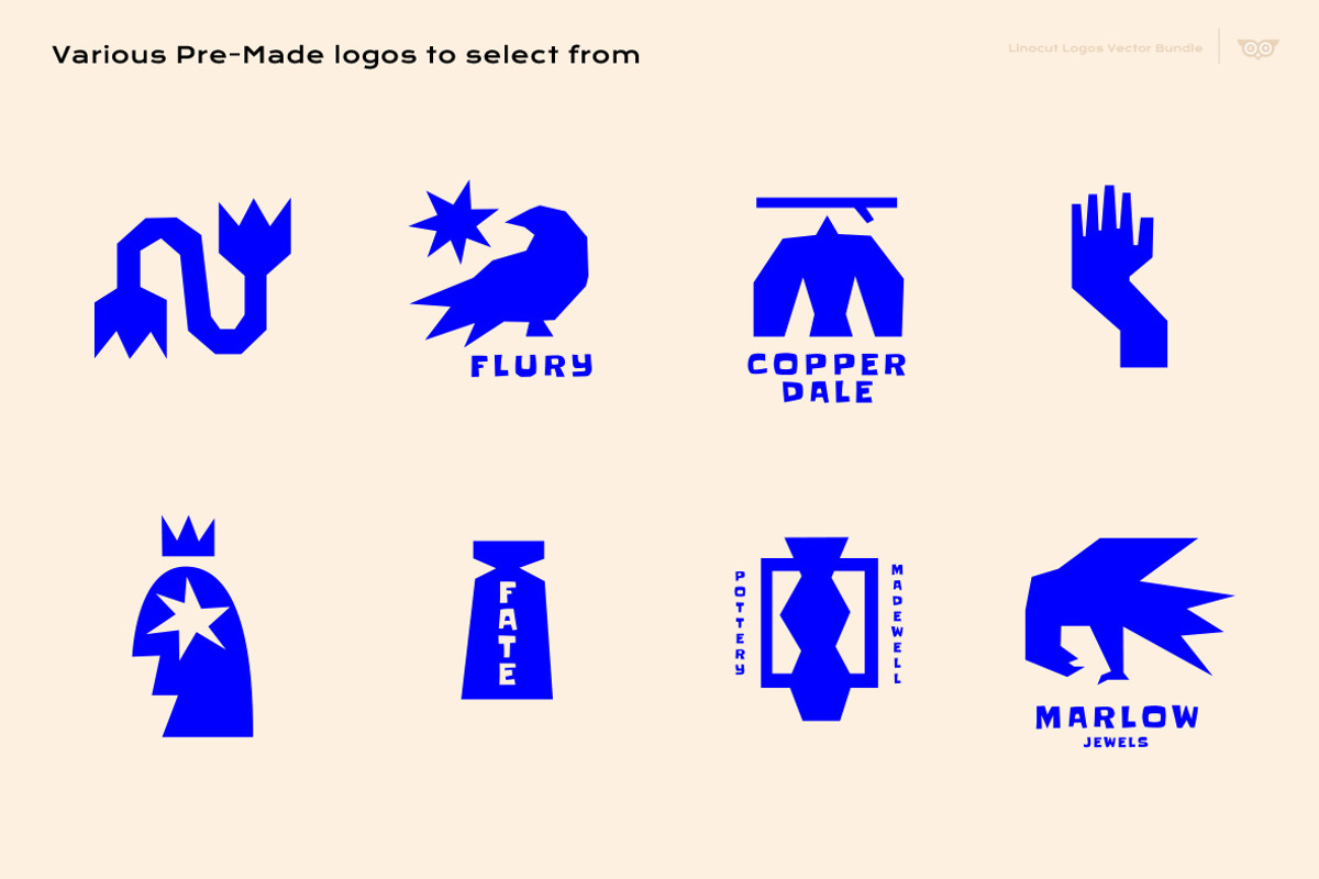 Linocut Logos Vector Bundle, a Branding & Logo Template by ClayStudio