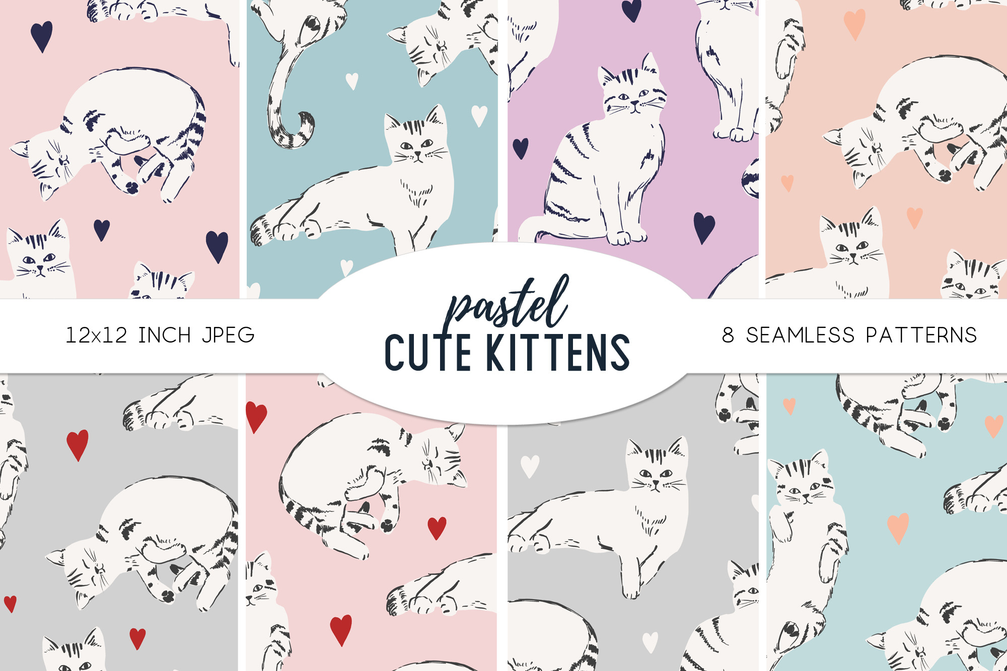 Cute Cat Pattern - Pretty House Cat, a Pattern Graphic by Patten Graphics