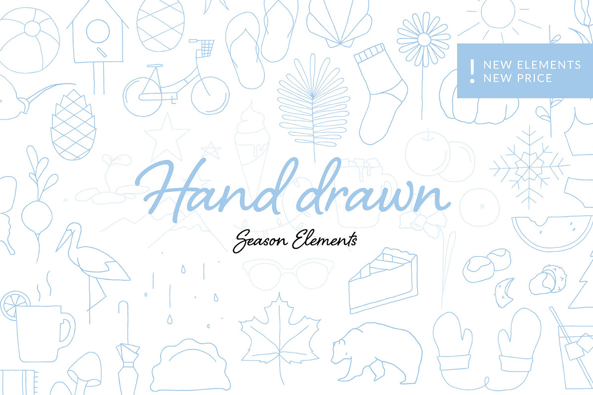 Hand drawn - Seasons Elements, a Seasonal Illustration by Anchors_and ...