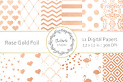 Rose Gold Pattern digital paper, a Pattern Graphic by MockTurtleStudio