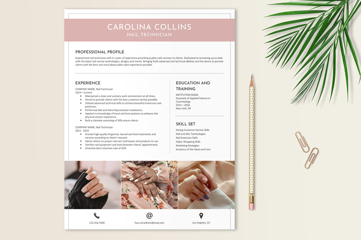 Nail Tech Resume Template Design, a Resume Template by Stanin Studio