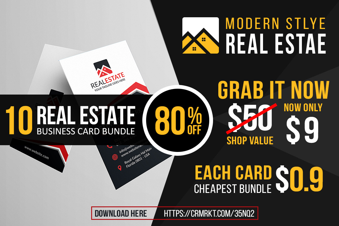 10 Real Estate Card Bundle, a Business Card Template by Shahjhan