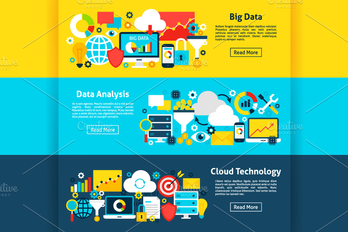 Big Data Flat Banners, a Templates & Theme by Anna_leni