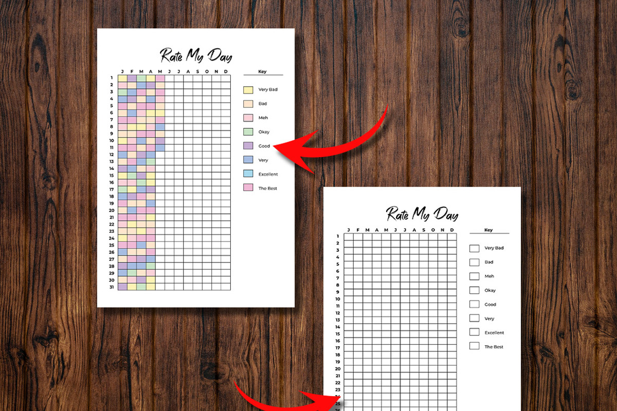Rate My Day | Daily Mood Tracker, a Print Template by Graphicsnext
