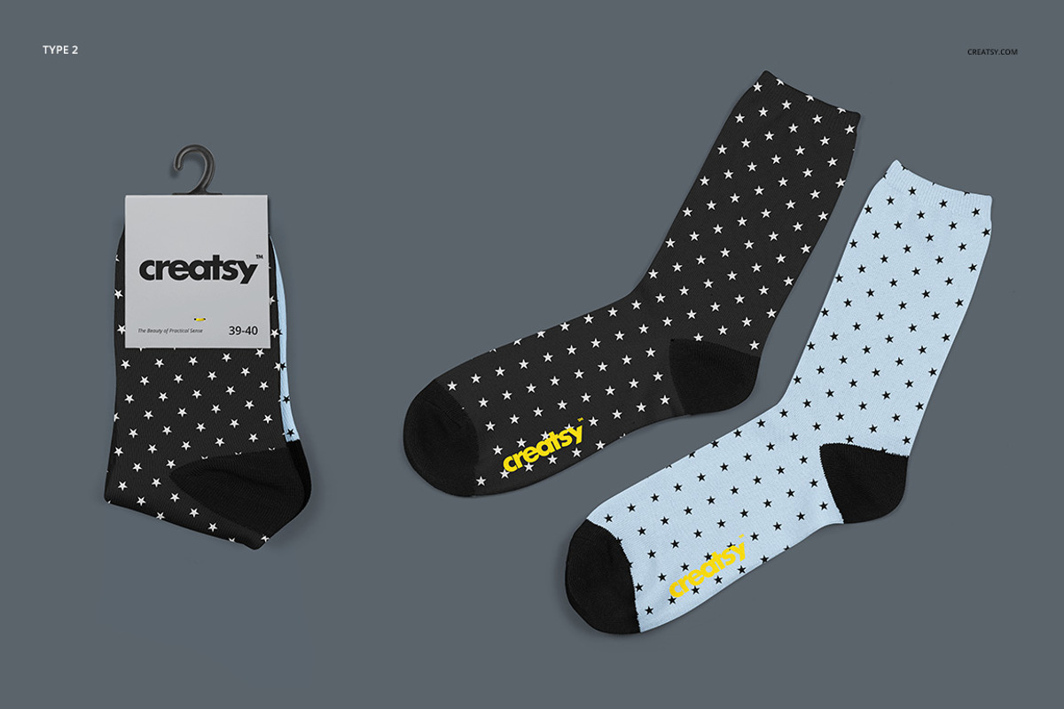 Sublimation Socks 2 Types Mockup Set, a Product Mockup by Creatsy