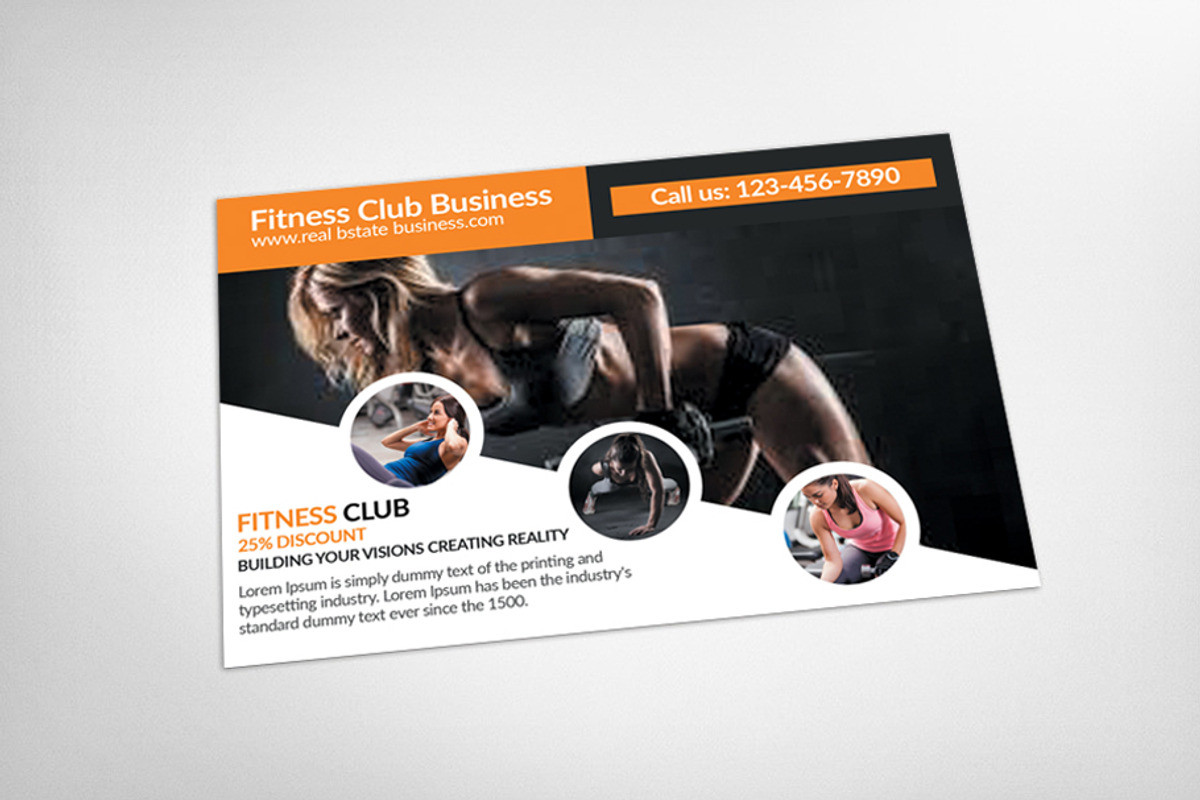 Fitness GYM Postcard Template, a Card Template by graphicforest
