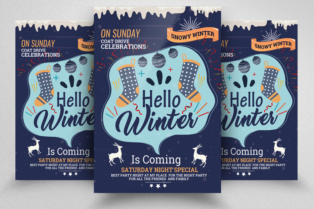 Hello Winter Season Flyer Template, a Flyer Template by Psd Templates