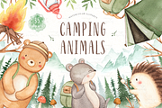 Camping Animals Watercolor Clip Arts, an Animal Illustration by everysunsun