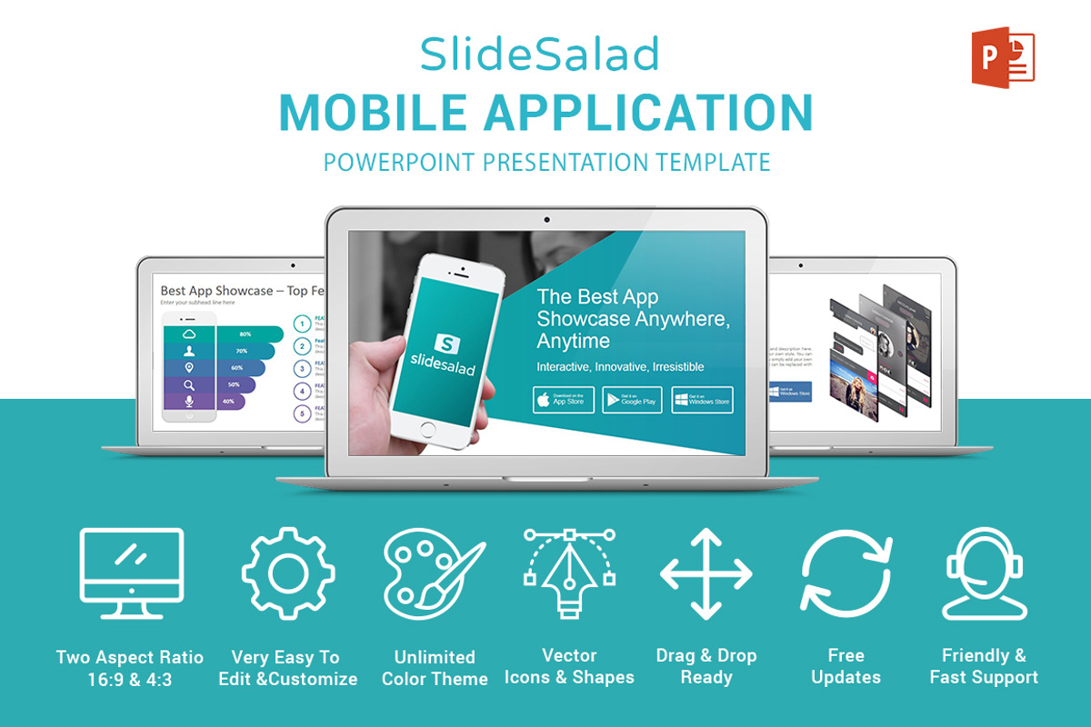 Mobile Apps PowerPoint Template, a Presentation Template by SlideSalad