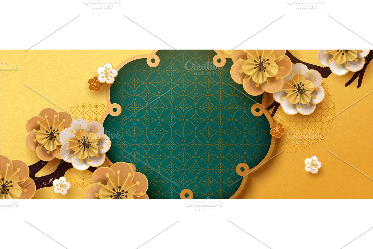 Paper art flower banner, an Illustration by TotallypicRF