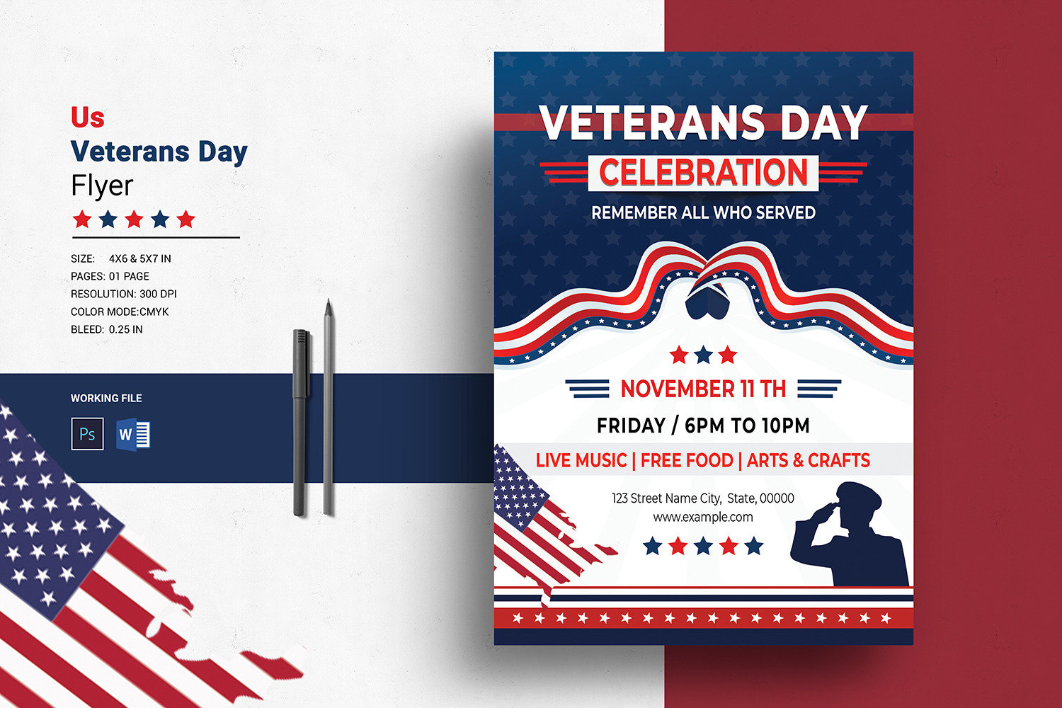 Veterans Day Celebration Party Flyer, a Flyer Template by crazyOWL