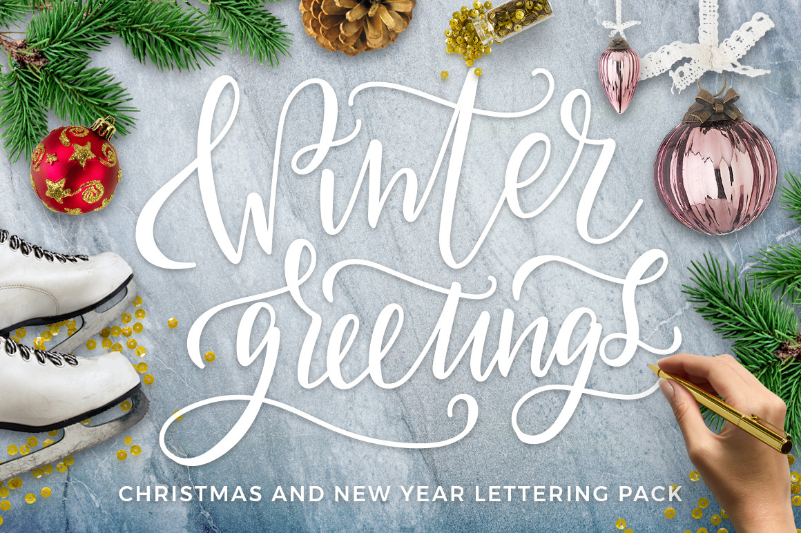 Winter Greetings Lettering Pack, an Object Graphic by Beauty Drops