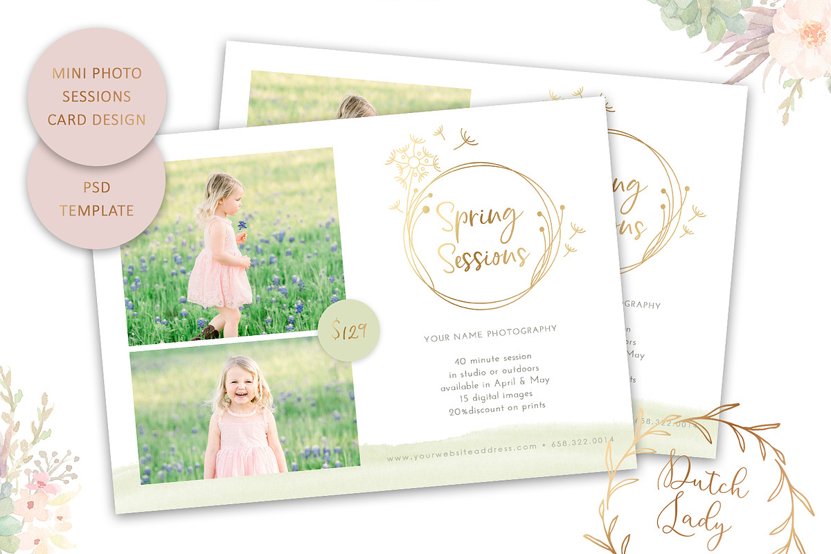 PSD Photo Session Card Template #57, a Card Template by The Dutch Lady ...
