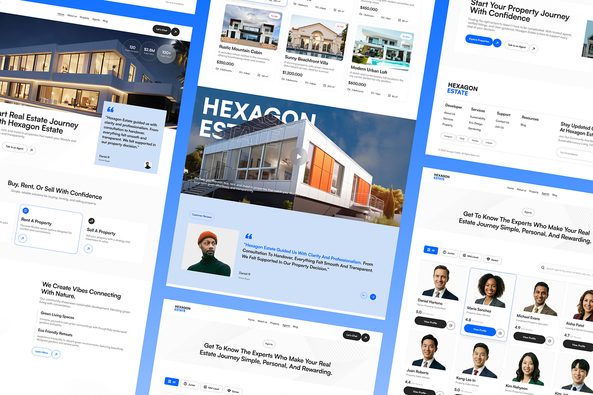 Hexagon - Real Estate Website, a Landing Page Template by SLAB! Design
