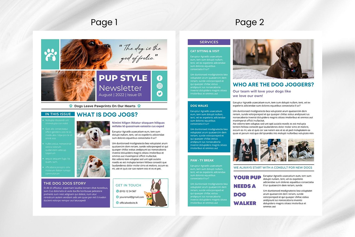 Canva newsletter template for pet dogs