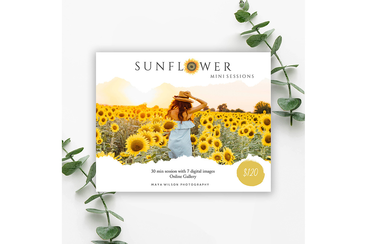 Sunflower Photography Session Flyer, a Flyer Template by Wild Honey ...
