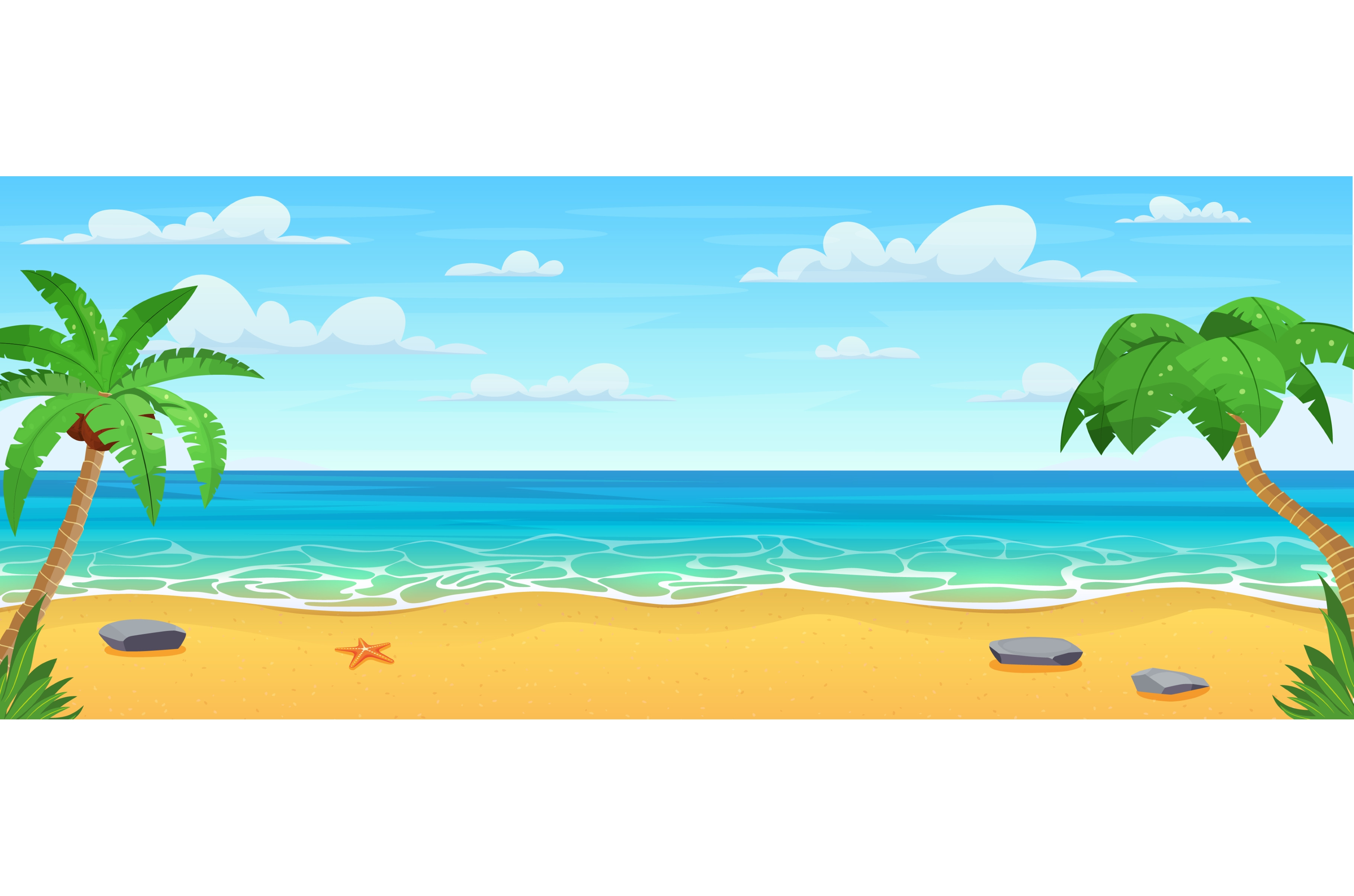 Cartoon summer beach. | Illustrations ~ Creative Market