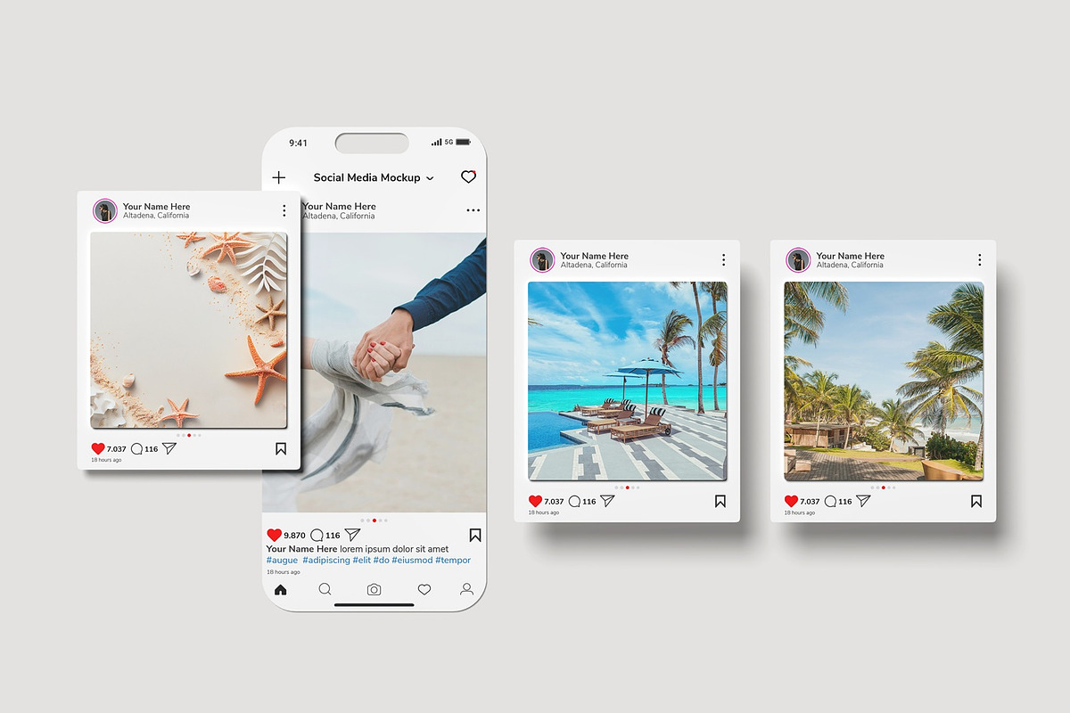Instagram Social Media Mockup, an iPhone Mockup by seramoe